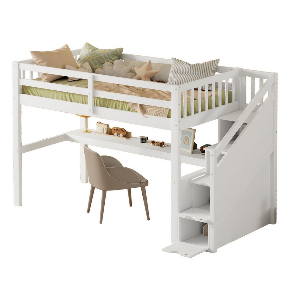 Rutaqian Hochbett 90140 X 200 Kinderhochbett Mit Stauraumschubladen