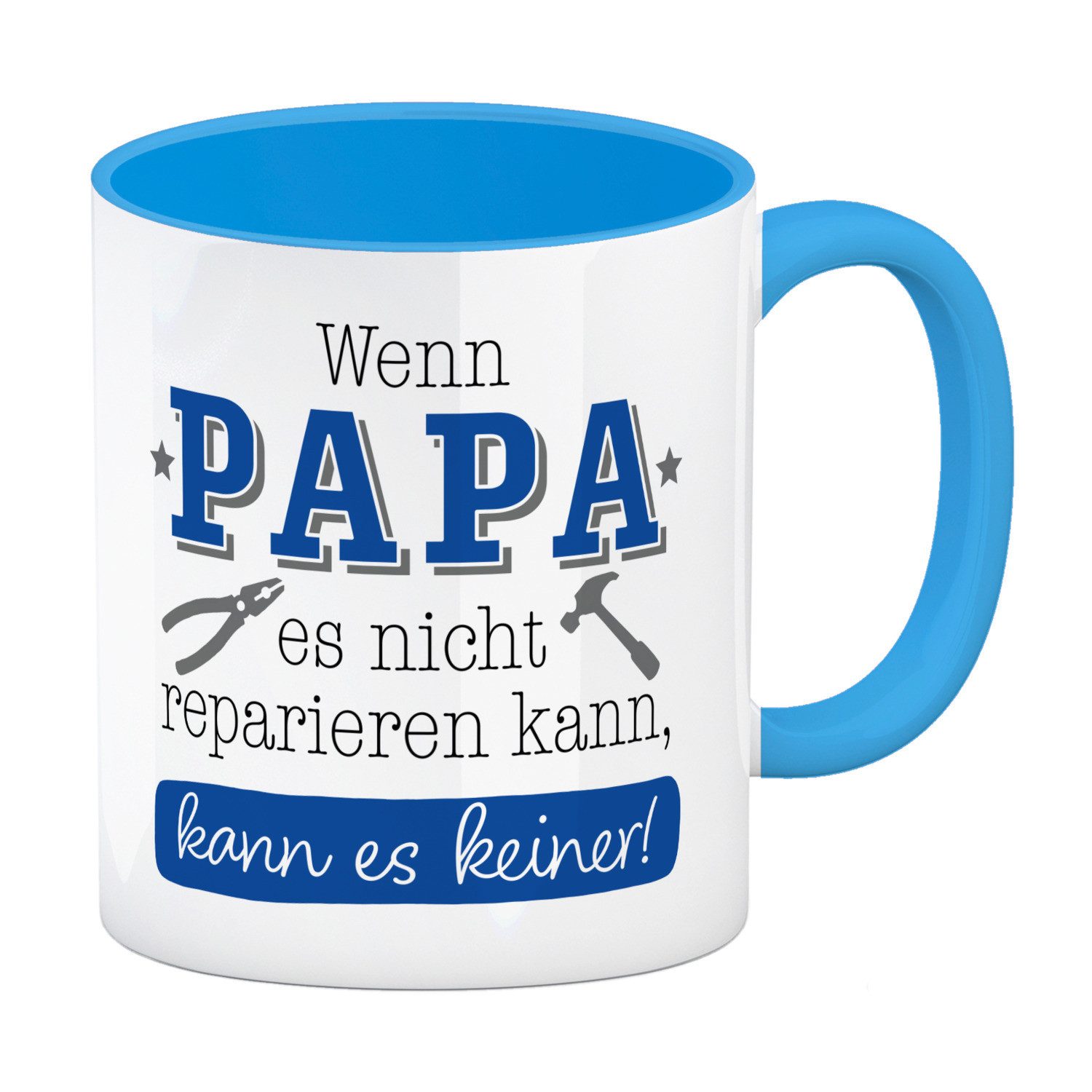 Speecheese Tasse Papa Geschenk Kaffeebecher In Hellblau Mit Spruch Wenn