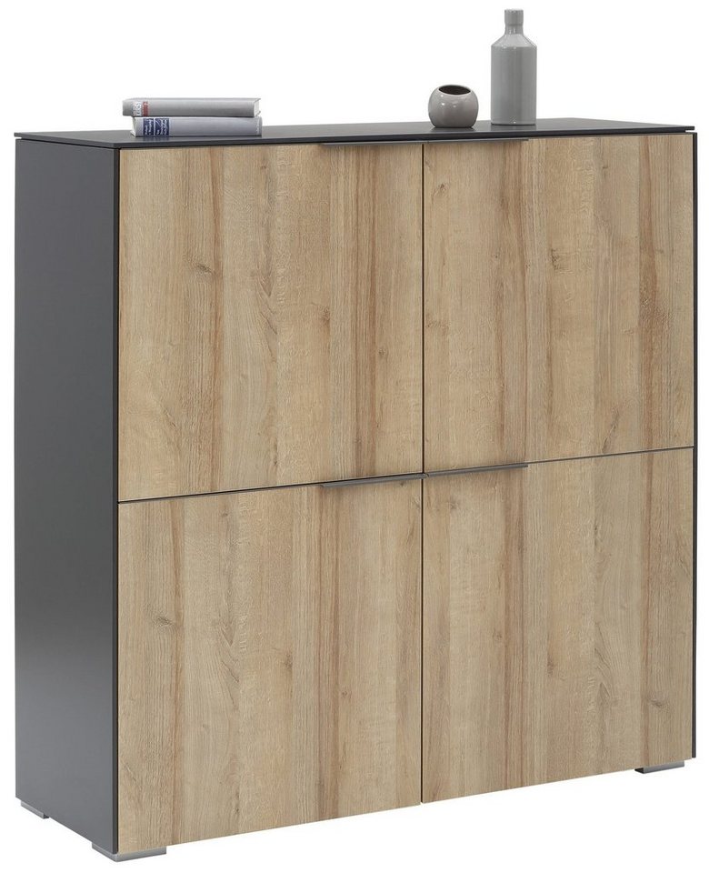 Möbelando Highboard 1511 Bxhxt 113x114x37 Cm In Anthrazit Riviera