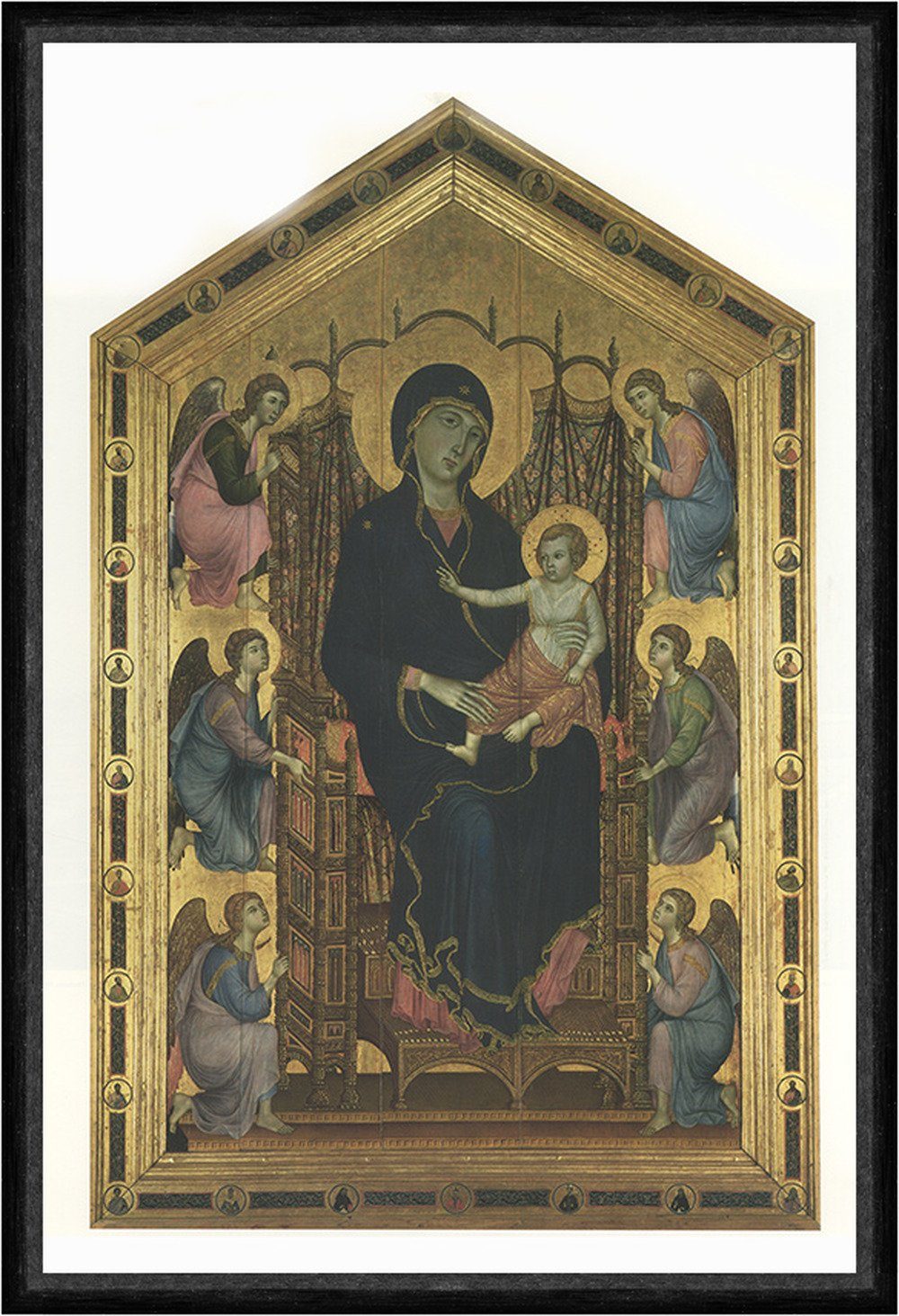 BillerAntik Kunstdruck Thronende Madonna mit Engeln Duccio Di Buoninsegna Faks_Werbung 1416, (1 St)