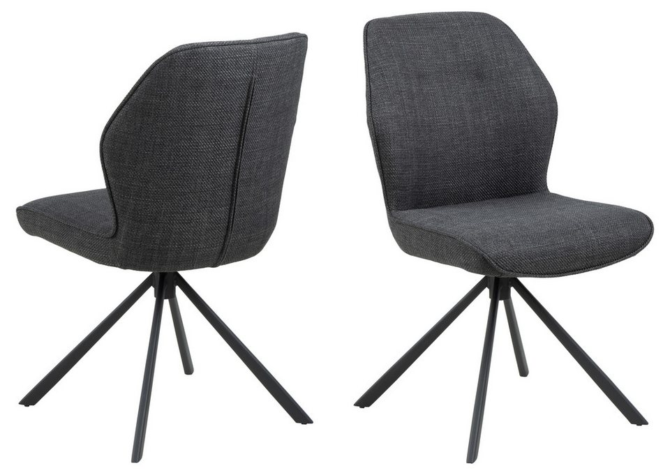 Actona Group Drehstuhl 2er Set In Grau Polyester Stahl 51x885x61