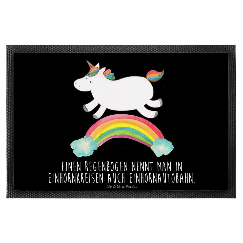 Fußmatte Einhorn Regenbogen Schwarz Geschenk Einhorn Deko