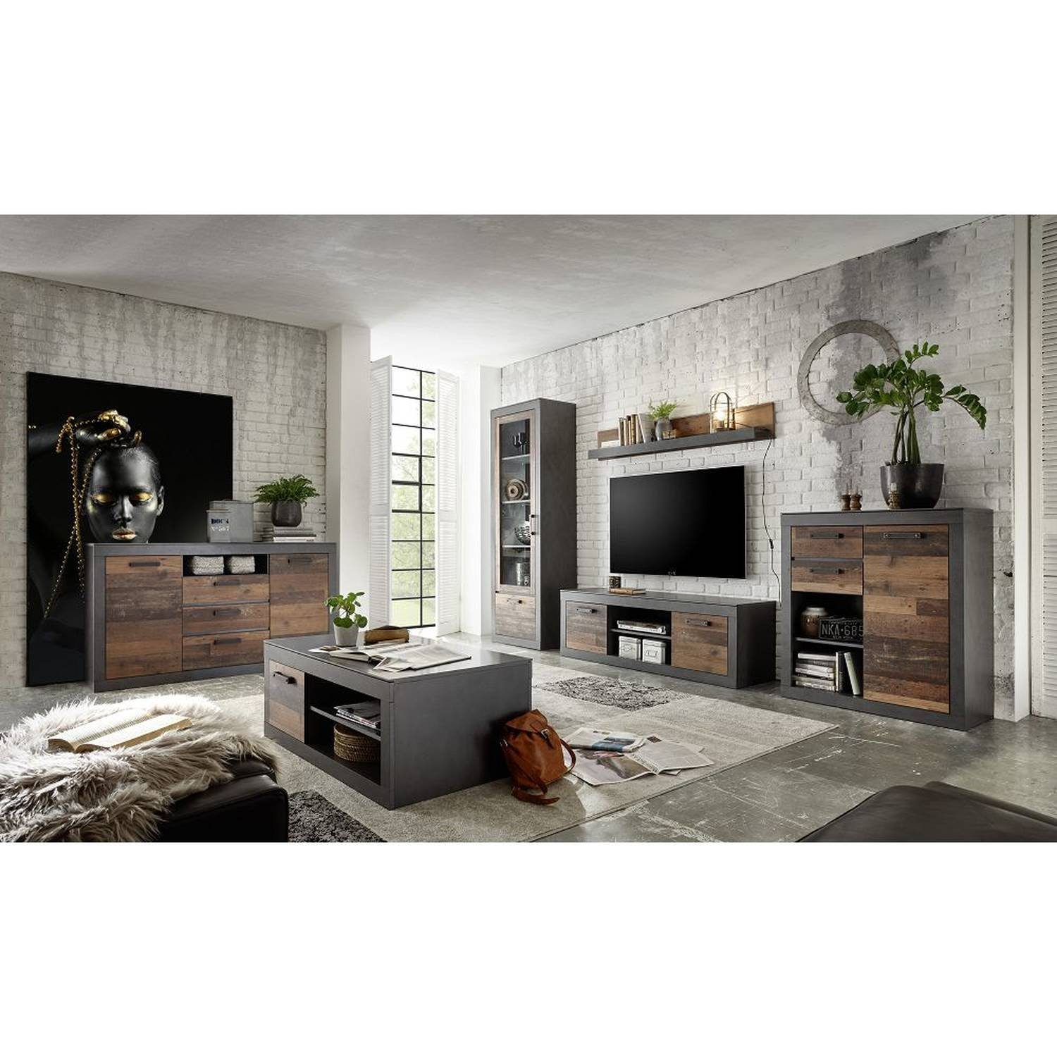 Lomadox Wohnwand Berlin 61 4 Tlg Mit Sideboard Und Couchtisch Im