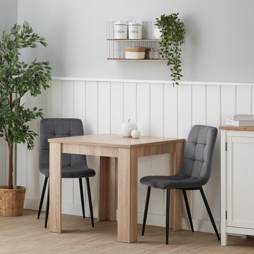 Homestyle4u Essgruppe Esstisch 80x80 2 Stühle Grau Küchentisch Klein