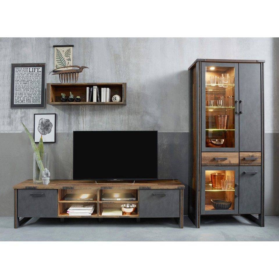 Lomadox Tv Wand Provo 19 3 Tlg Fernsehwand Industrial Design Mit