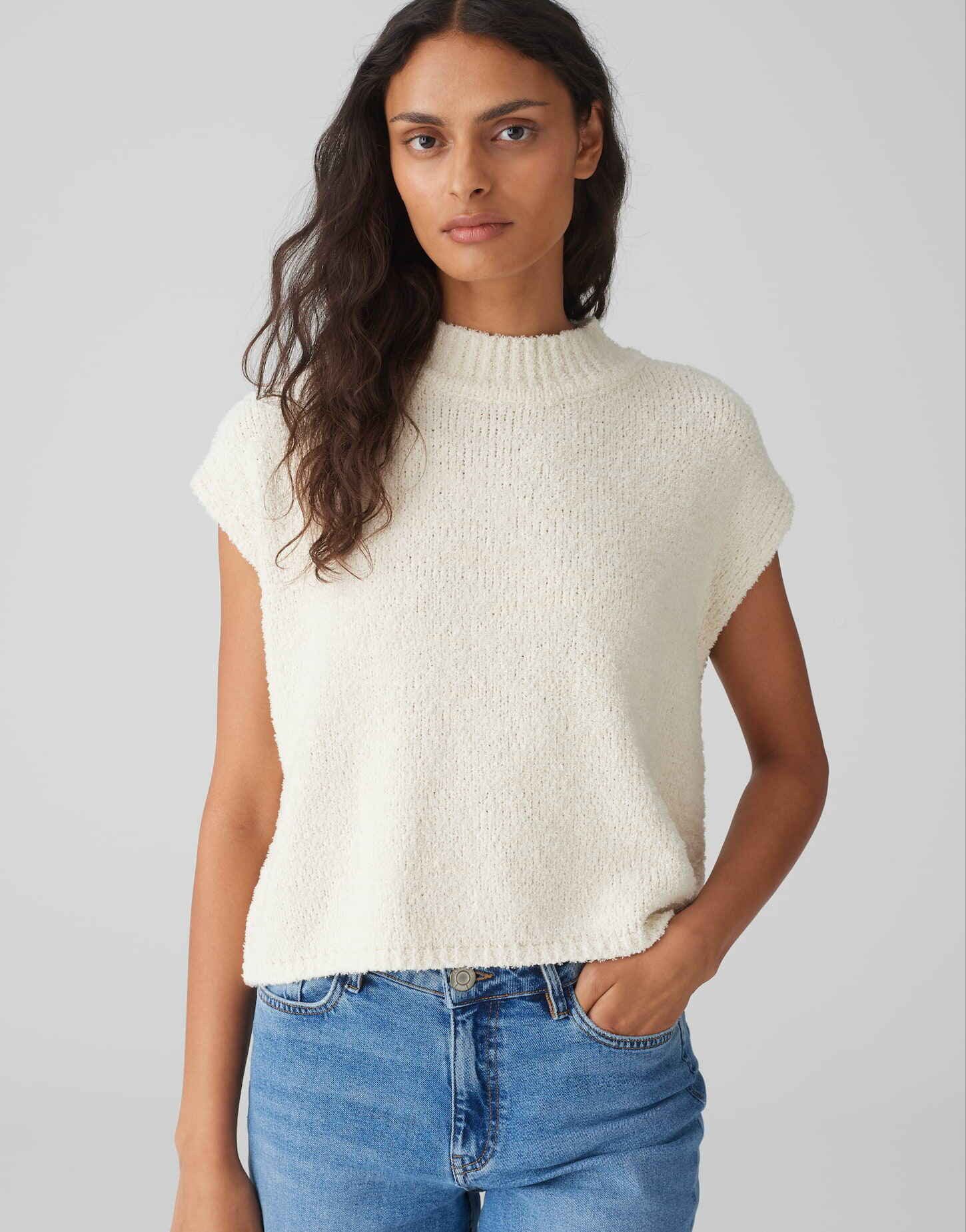 OPUS Pullunder Strickpullunder PUMVISI Boxy Fit aus Baumwoll Mix