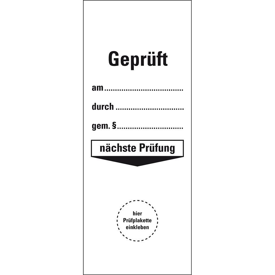 König Werbeanlagen Hinweisschild Grundeti. Geprüft am...durch...gemäß §, NP, inkl.Kabelbinder, 10/VE