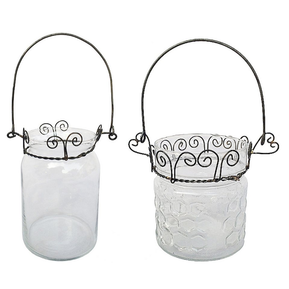 Macosa Home Windlicht Windlicht Retro Glas Metall Rund Größen