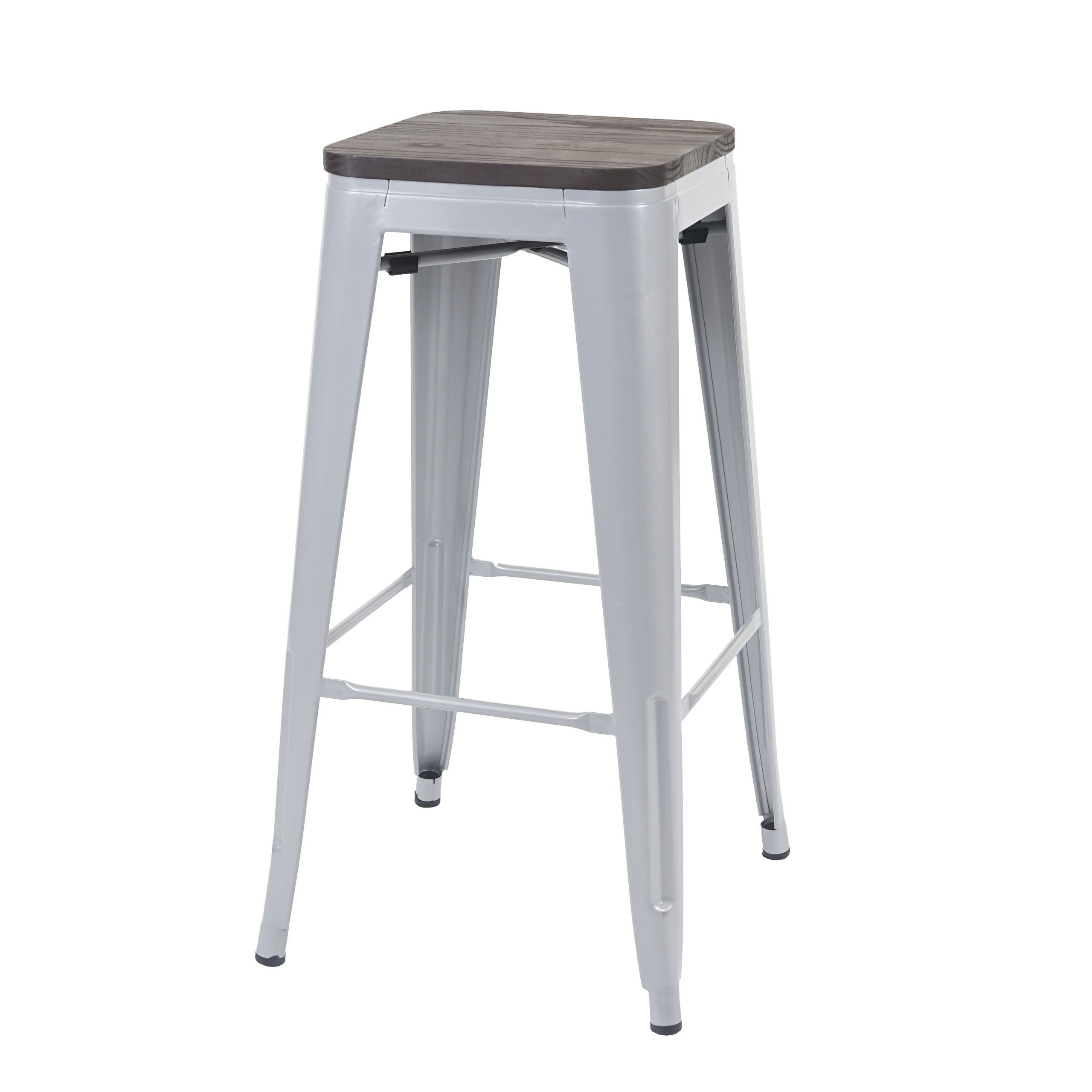 PROREGAL® Barhocker Barhocker mit Holz-Sitzfläche Sitzhöhe 76cm Metall ...