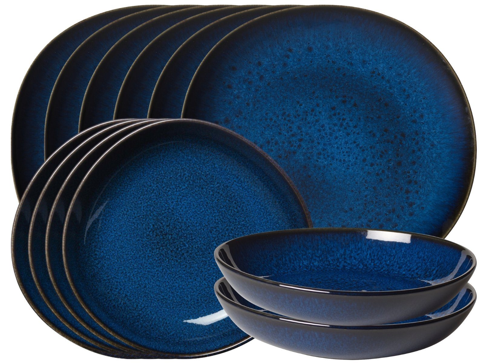 like. by Villeroy & Boch Tafelservice Lave bleu Tafelset 12tlg, Steingut