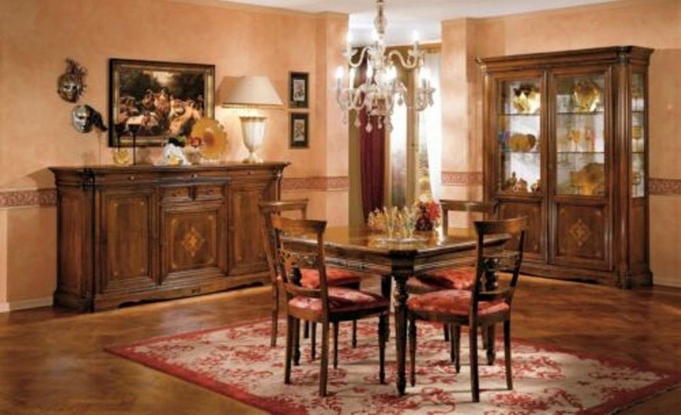 Jvmoebel Esszimmer Set Esszimmer Set Esstisch 4x Stuhl Kommode Vitrine