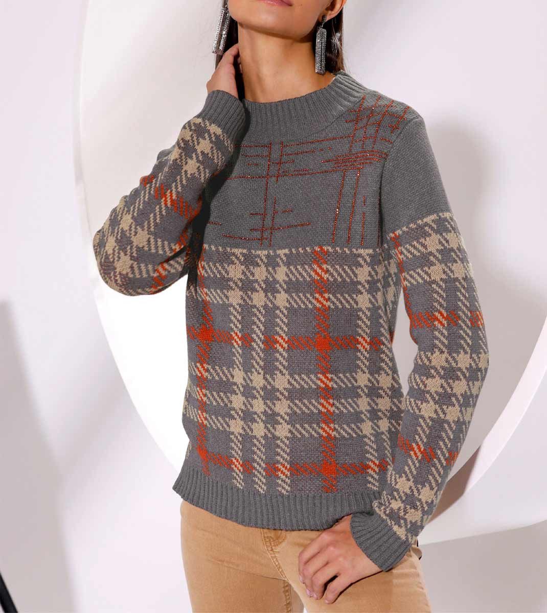 Creation L Longpullover CrÉation L Damen Glencheck Jacquardmuster