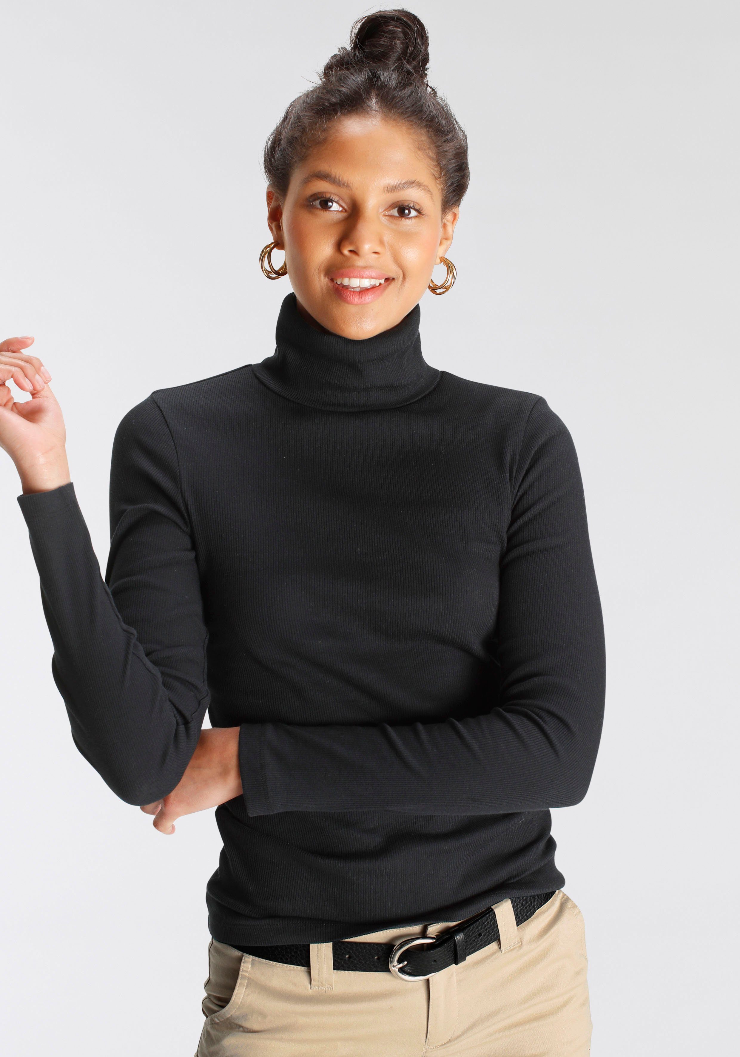 AJC Langarmshirt sehr figurbetont, Rollkragen, Basic-Stil