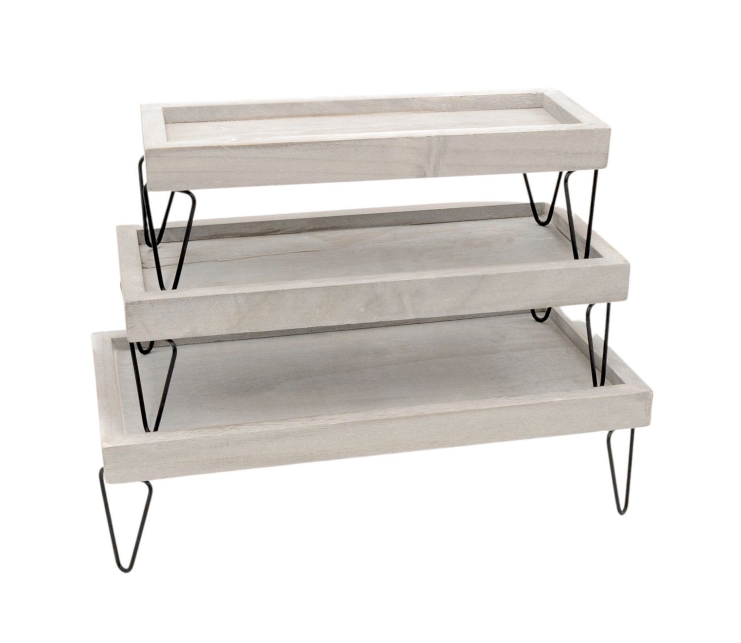 Buri Servierplatte 3tlg Dekotablett Set Mit Metallfüßen Serviertablett