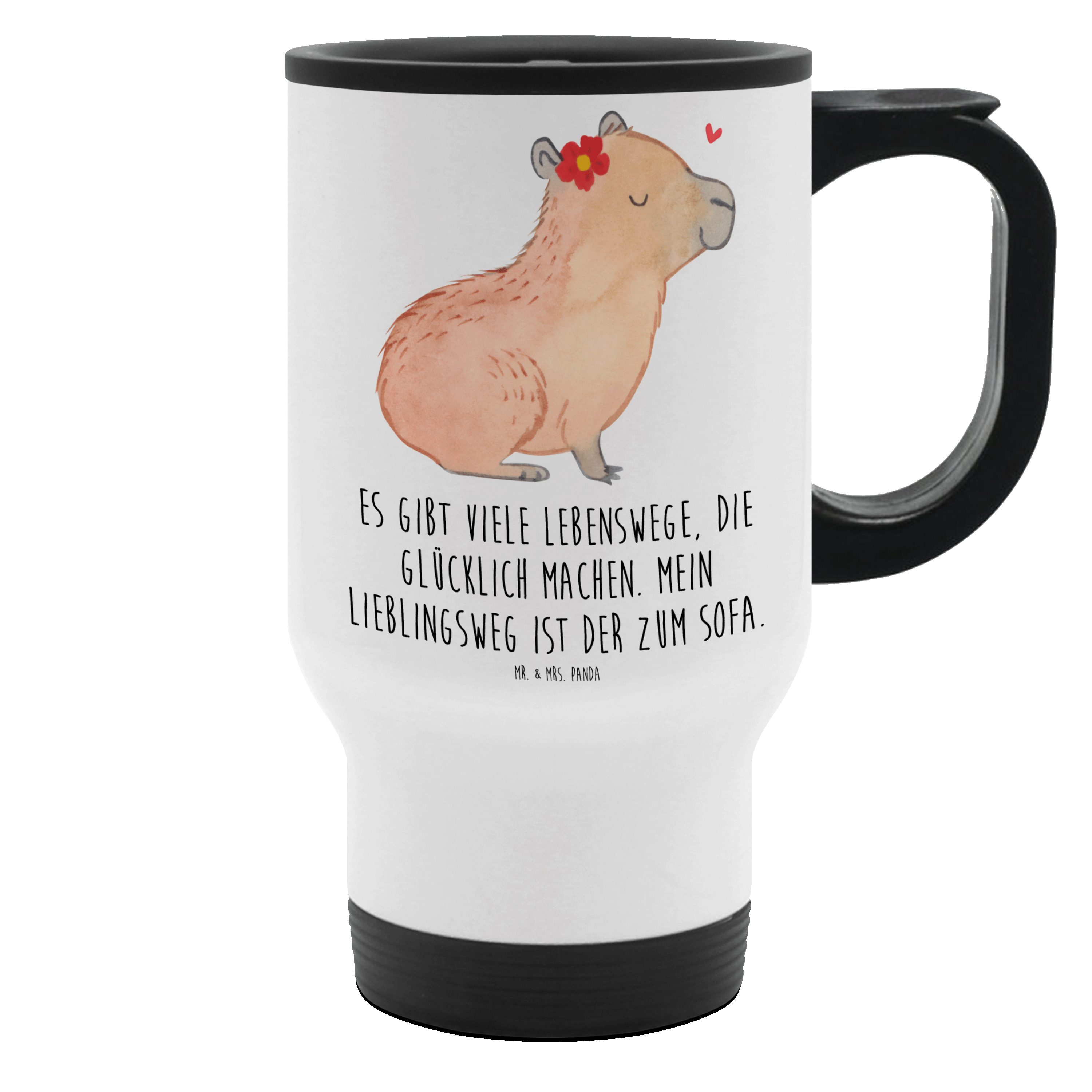 Mr And Mrs Panda Thermobecher Capybara Blume Weiß Geschenk
