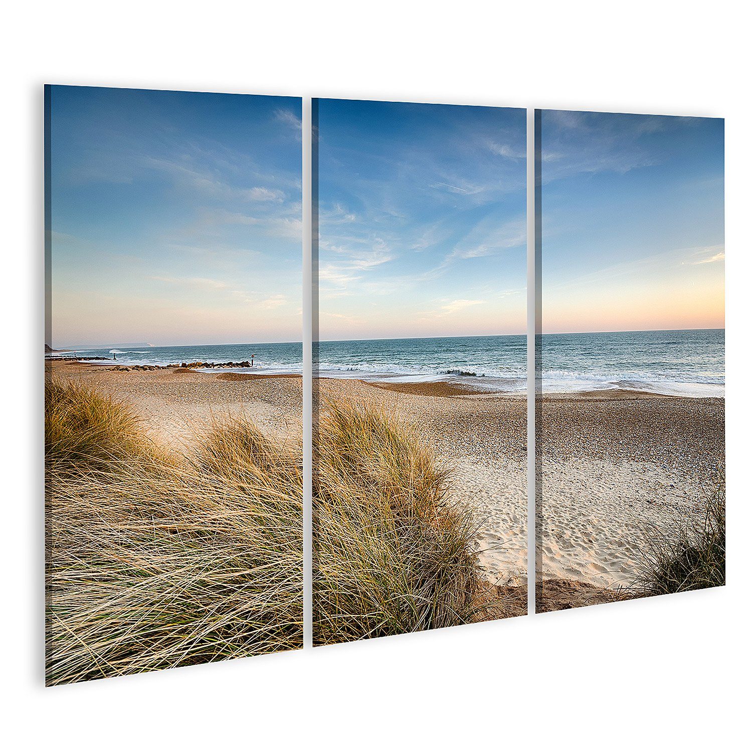 islandburner Leinwandbild Bild auf Leinwand Strand Sanddünen Bei Hengistbury Head In Der Nähe Vo