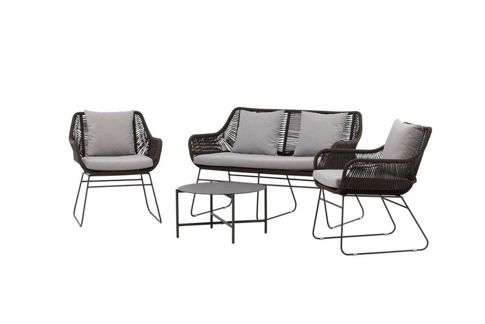 Ebuy24 Gartenlounge Set Davao Lounge Set 4 Teile Braundunkel Grau