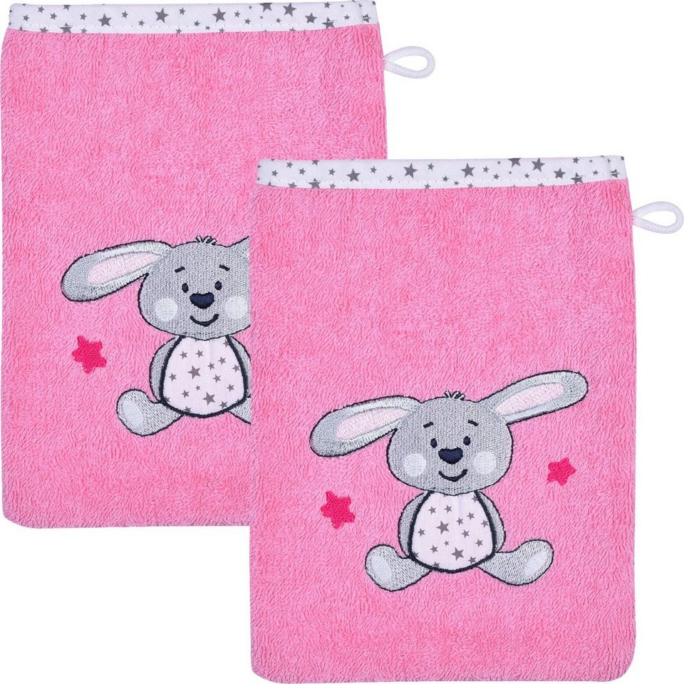 Wörner Waschhandschuh Kinder Waschhandschuh Hase 2er Pack 2 St