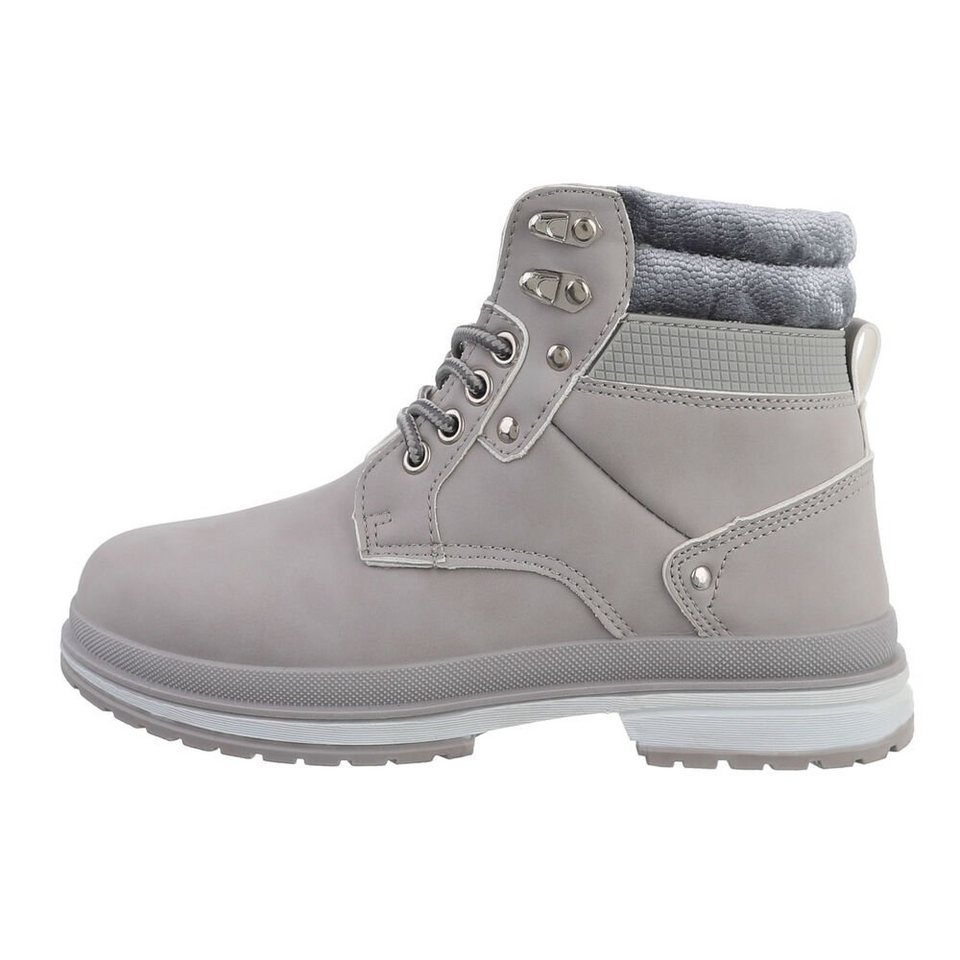 Ital Design Damen Schnürschuhe Freizeit Stiefelette Blockabsatz