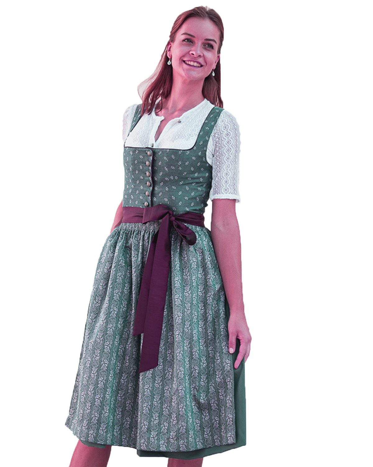 Trachten Deiser Dirndl 'Beatrice' Traditionell, Grün - 70cm, Trachtenkleid