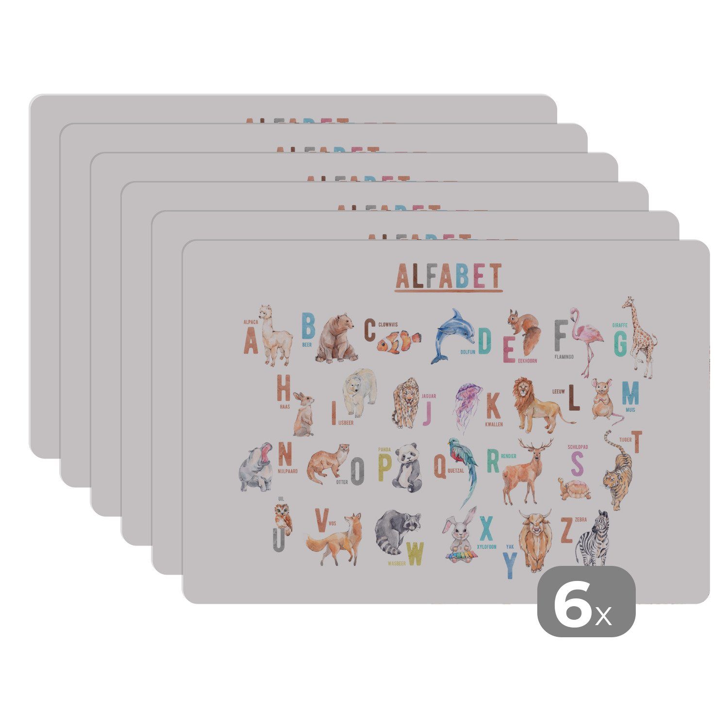 Platzset Kinder Tiere Alphabet Muchowow 6 St Platzset