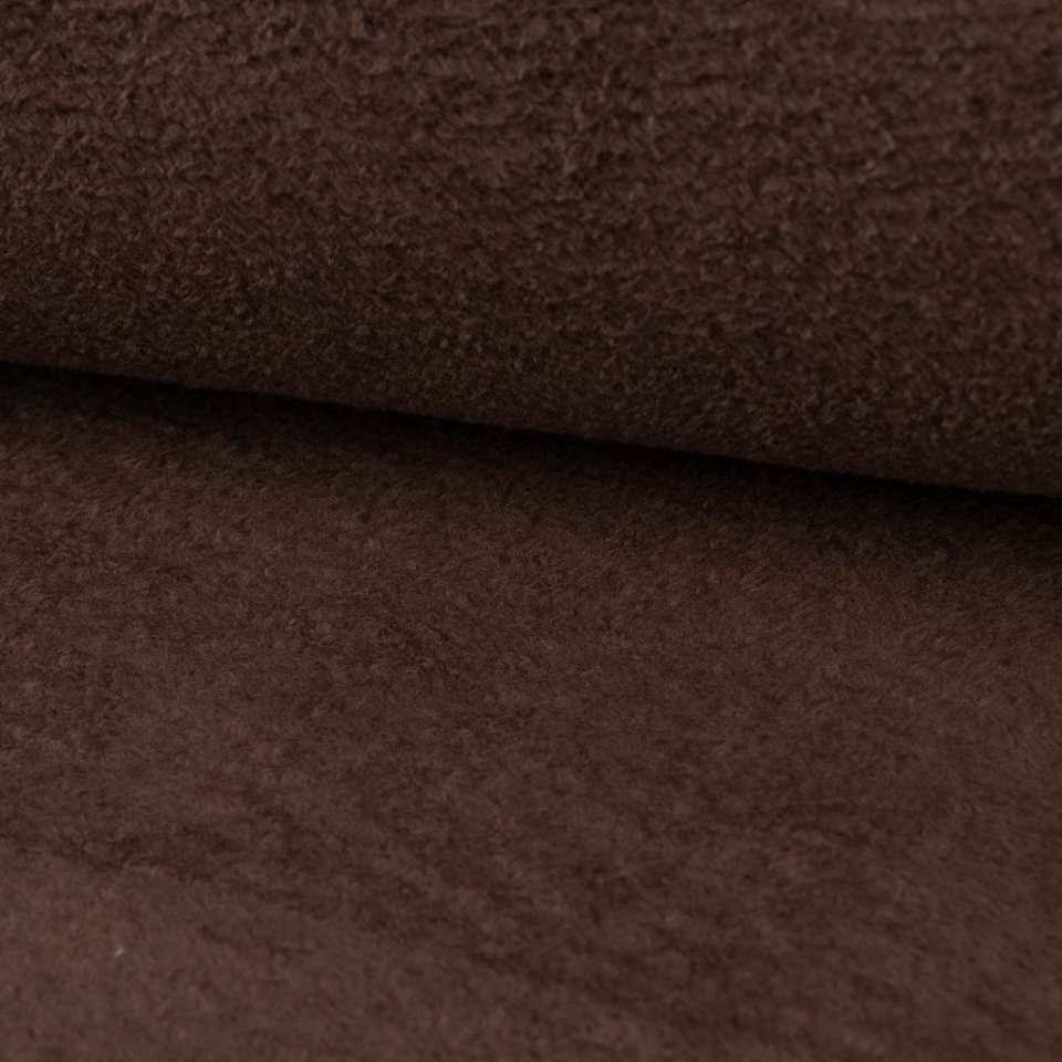 SchÖner Leben Stoff Wellness Fleece Doubleface Einfarbig Dunkelbraun 1