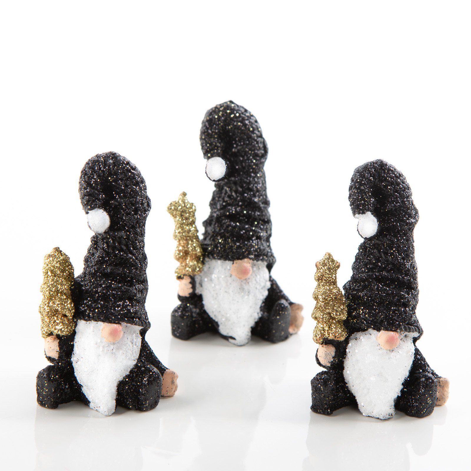 Logbuch Verlag Weihnachtsfigur 3 Kleine Wichtel Figuren Glitzernd 8 Cm