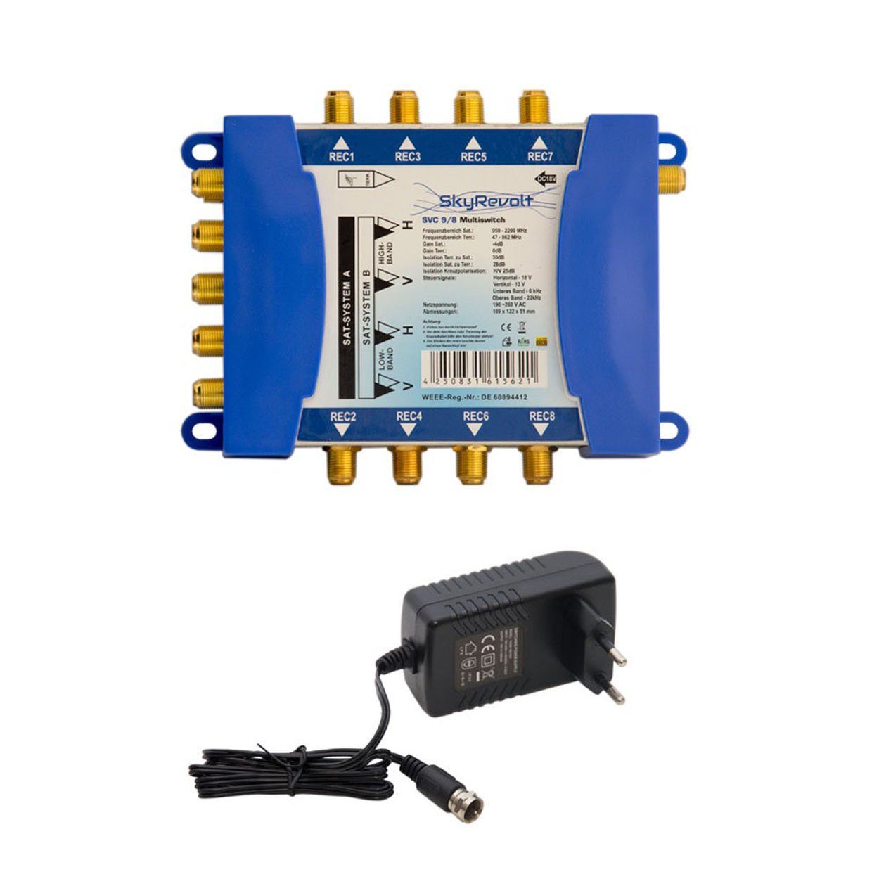 SkyRevolt SAT-Multischalter SVC 9/8 Multiswitch Netzteil Multischalter ...
