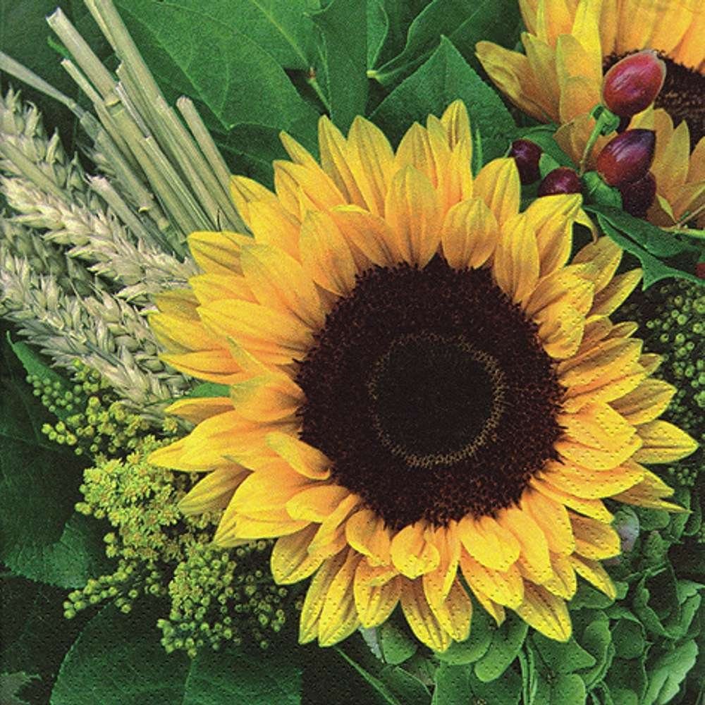 Linoows Papierserviette 20 Servietten Sonnenblumen Im Gesteck Mit