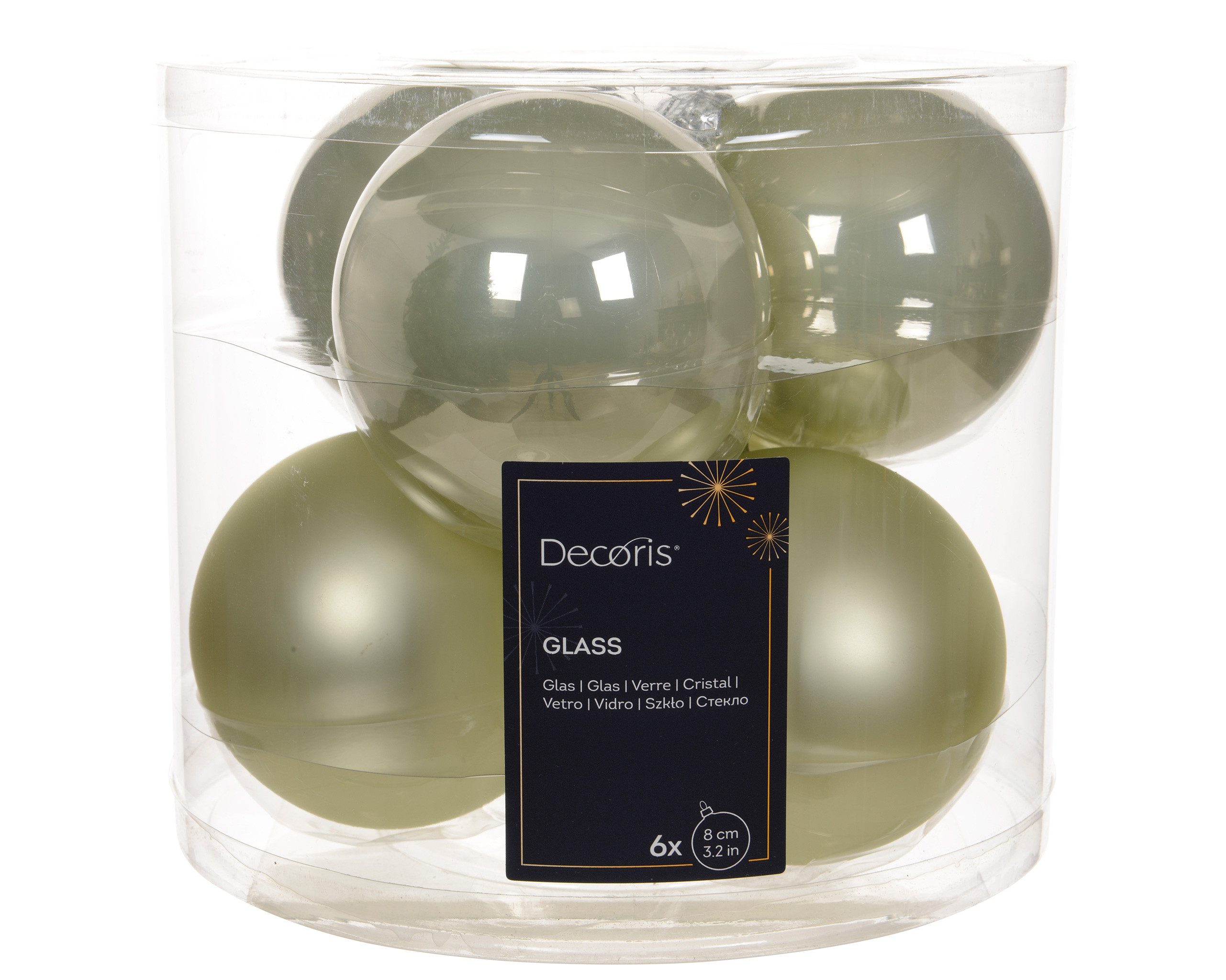 Kaemingk Weihnachtsbaumkugel, Weihnachtskugeln Glas 8cm 6 Stück - Hell Minze