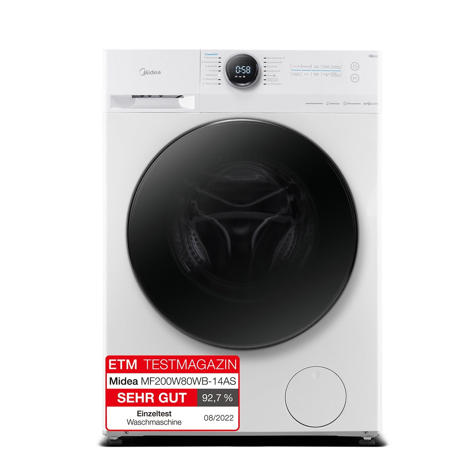 Midea Waschmaschine MF200W80WB-14AS, 8,00 kg, 1400 U/min, EEK A, Slim ...