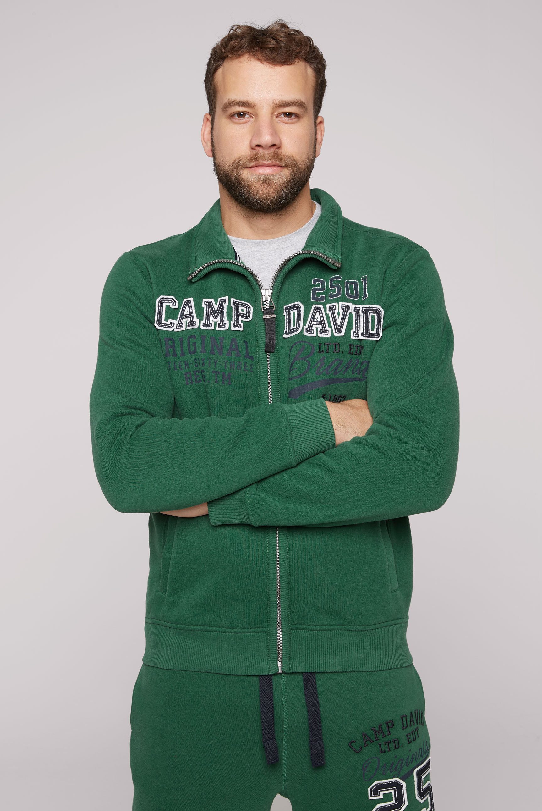 CAMP DAVID Sweatjacke mit weicher Innenseite, Rippbündchen an Ärmeln ...