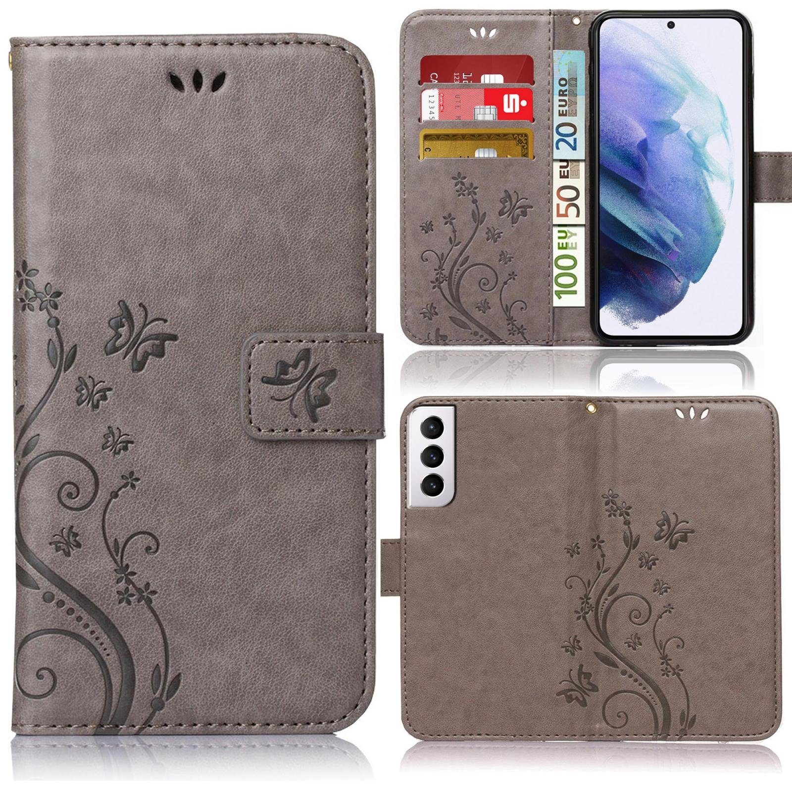 Numerva Handyhülle Bookstyle Flower Für Samsung Galaxy S21 Handy