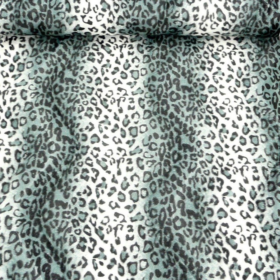 SchÖner Leben Stoff Plüsch Velour Fellstoff Fellimitat Leopard Grau Weiß