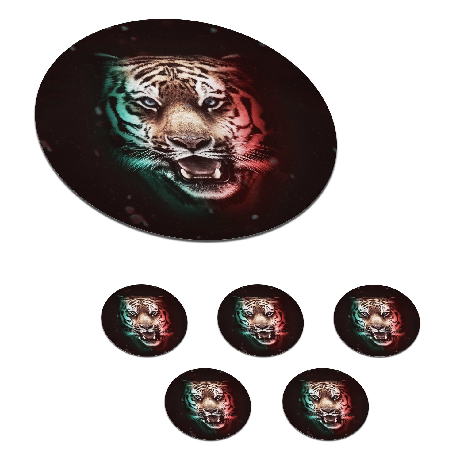 Muchowow Glasuntersetzer Tiger Farbe Tiere Zubehör Für Gläser 6