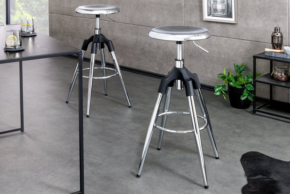 Riess Ambiente Barhocker Industrial Silber Chrom Schwarz