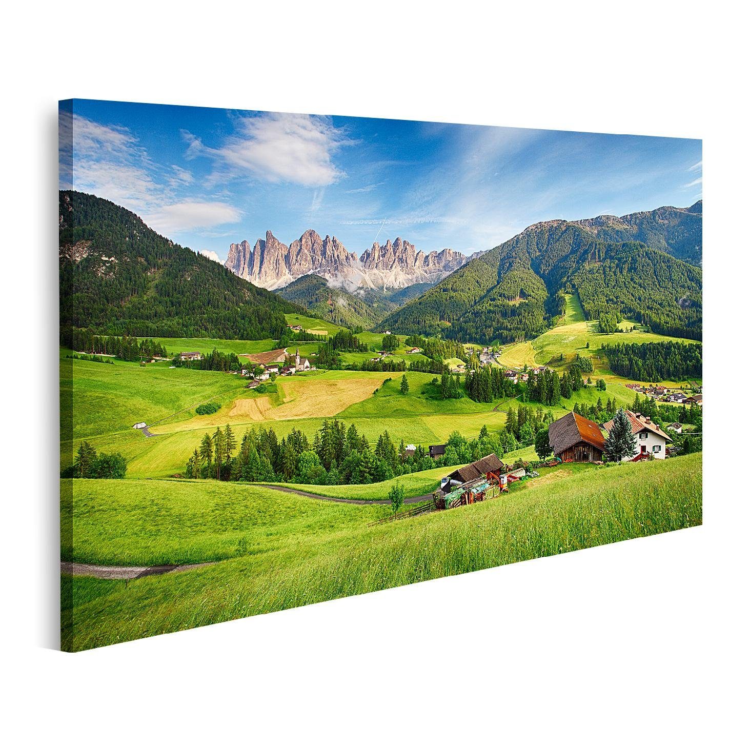 islandburner Leinwandbild Bild auf Leinwand Dolomiten Alpen Berg Val di Funes. Wandbild Poster K