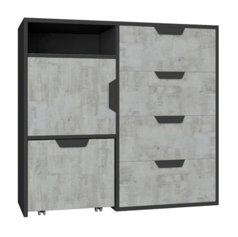 99rooms Kinderkleiderschrank Krona Graphit Enigma Sideboard