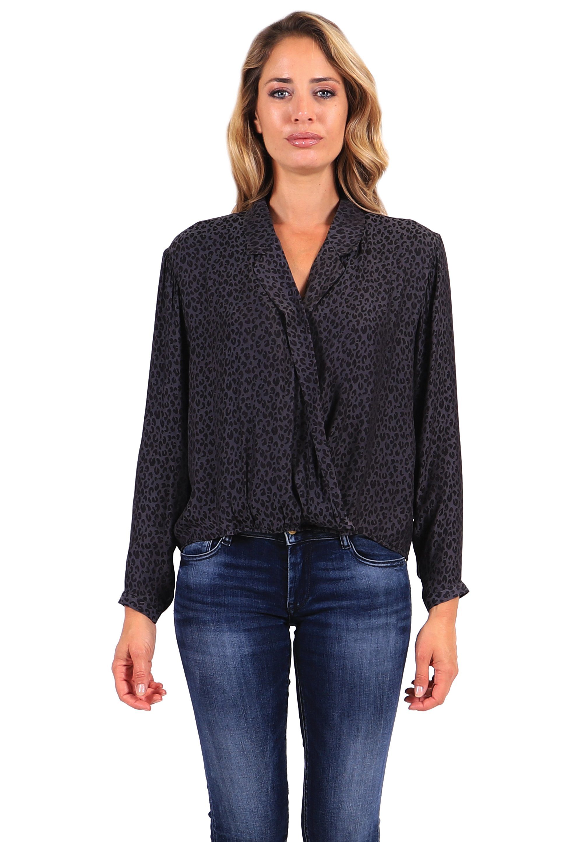 Le Temps Des Cerises Klassische Bluse Yamo Im Stilvollen Leo Print