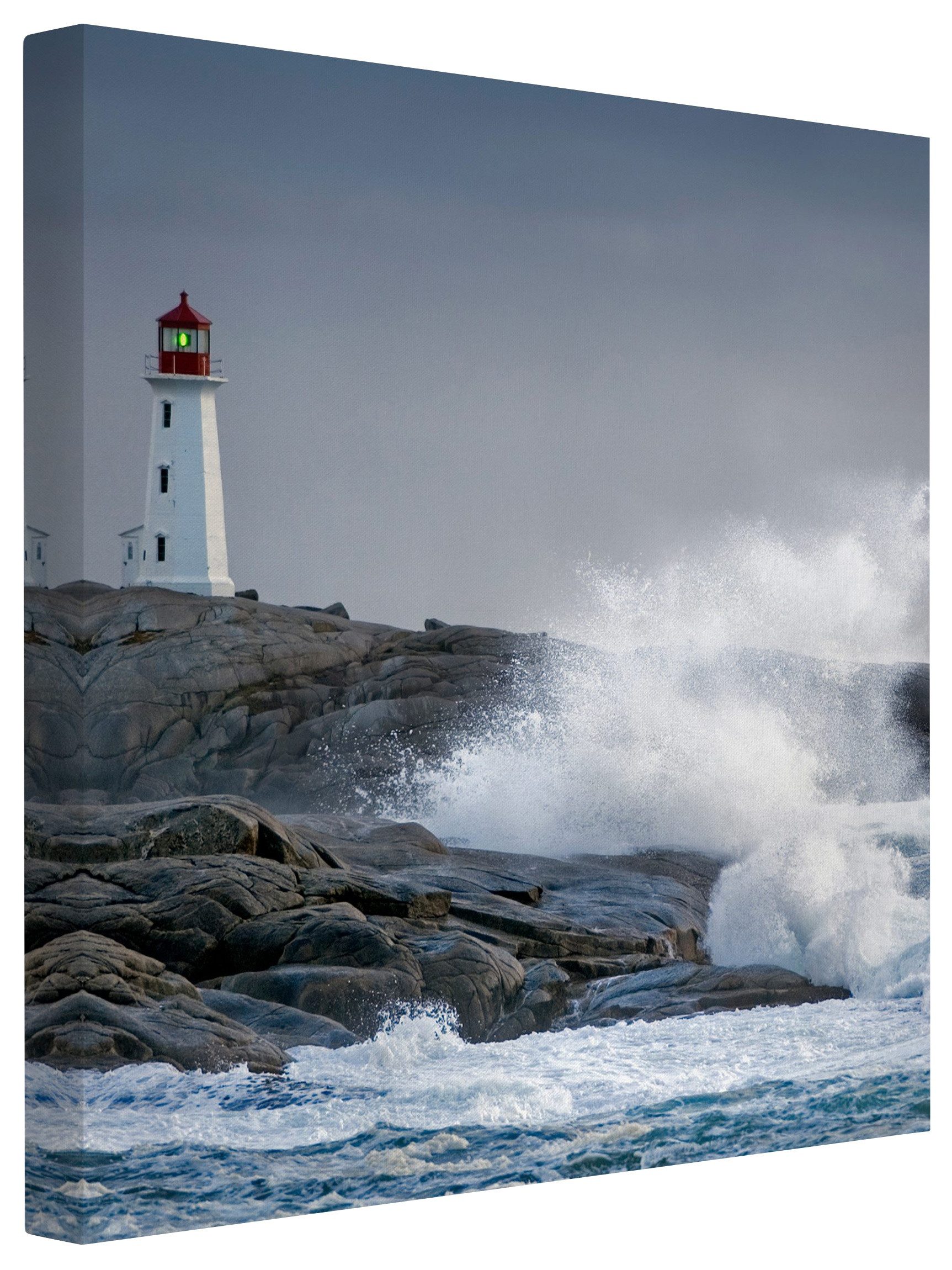 Bilderdepot24 Leinwandbild Strand Meer Modern Natur Leuchtturm bunt Bild auf Leinwand Groß XXL ...