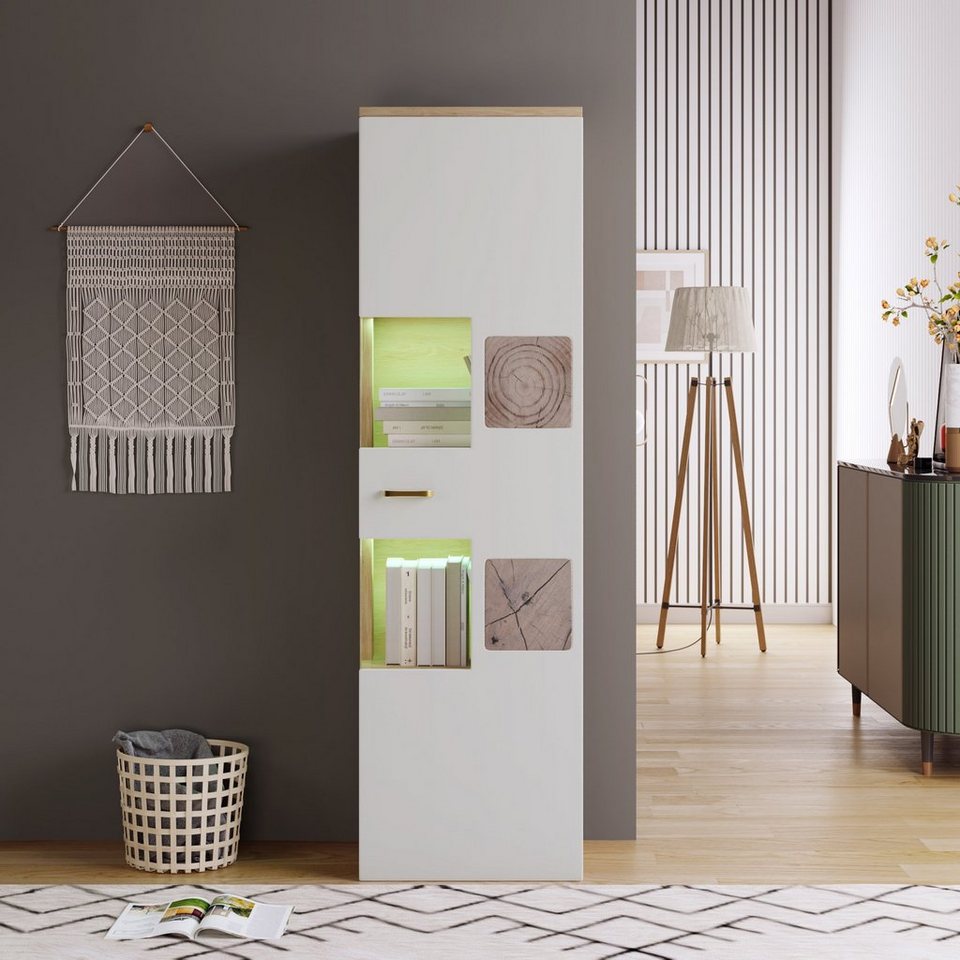 Merax Vitrine Mit Led Beleuchtung Und Offenen Fächern Buffet