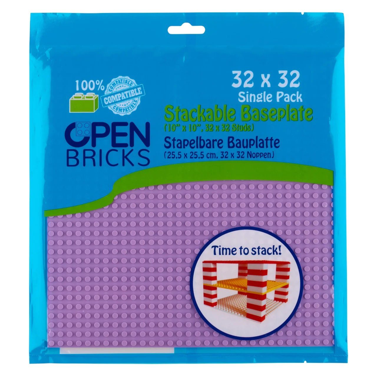 Open Bricks Konstruktionsspielsteine OpenBricks Baseplate 32x32 lavender