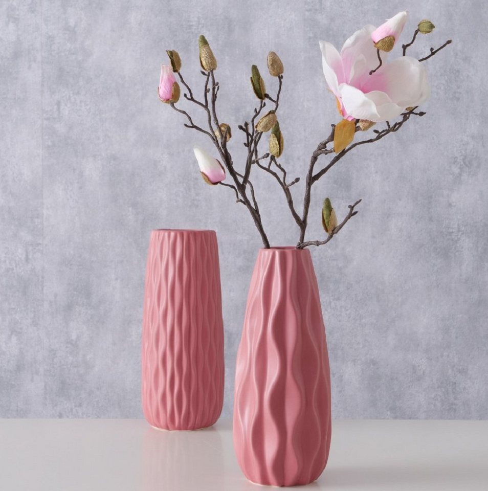 Boltze Gruppe Gmbh Dekovase Dekovase 2er Set Vase Luana Rosa Steingut