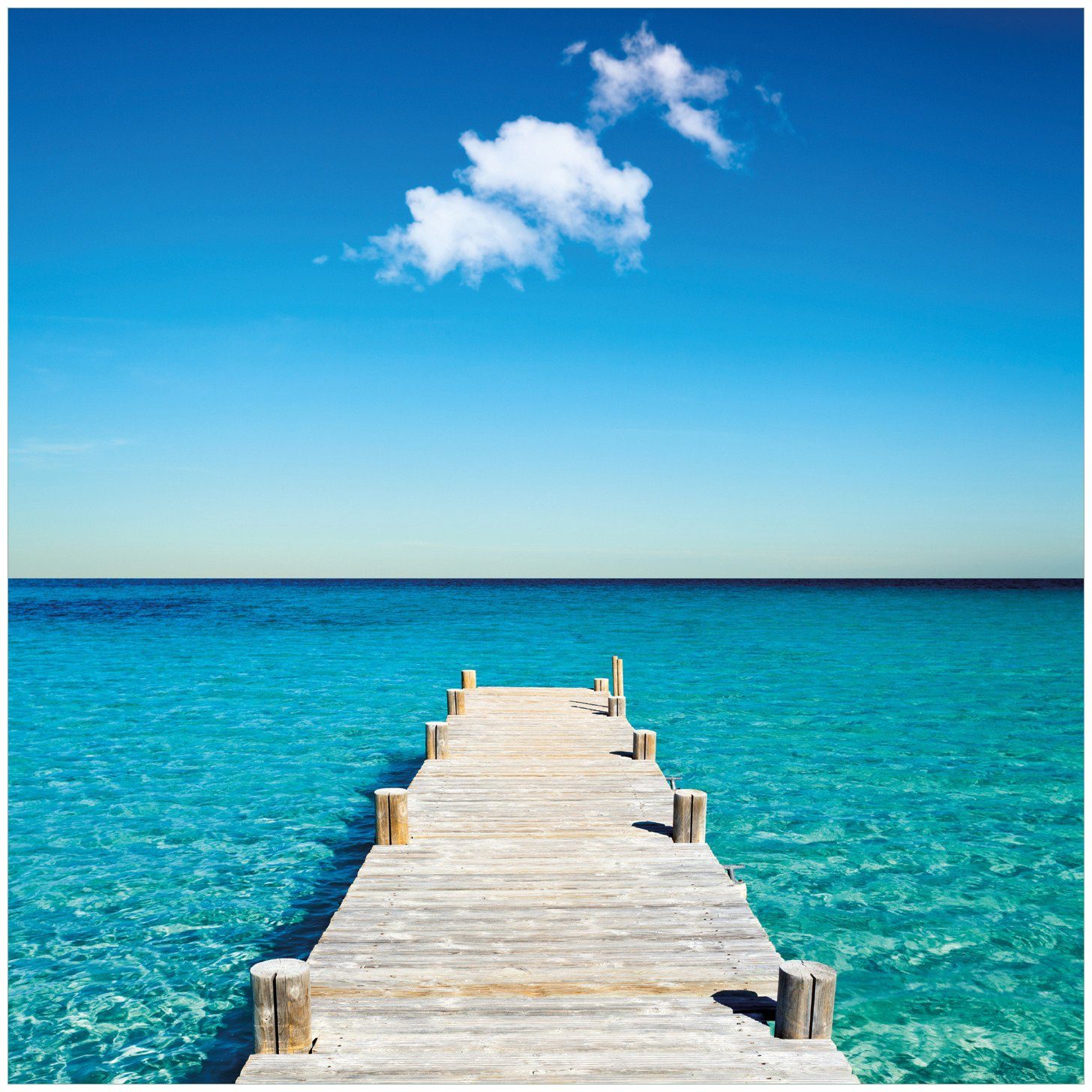 Wallario Acrylglasbild, Steg am tropischen Meer, in verschiedenen Ausführungen, Hochwertiges ...