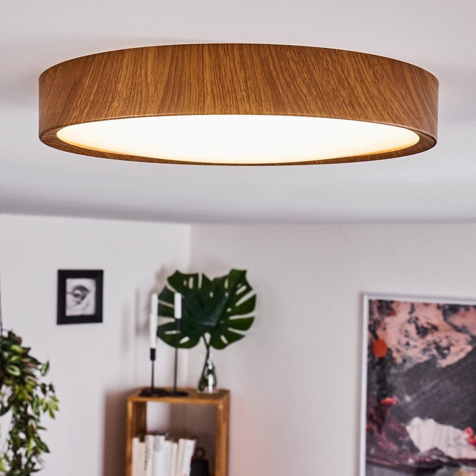 Hofstein Deckenleuchte Lioni Moderne Deckenlampe In Holzoptikweiß