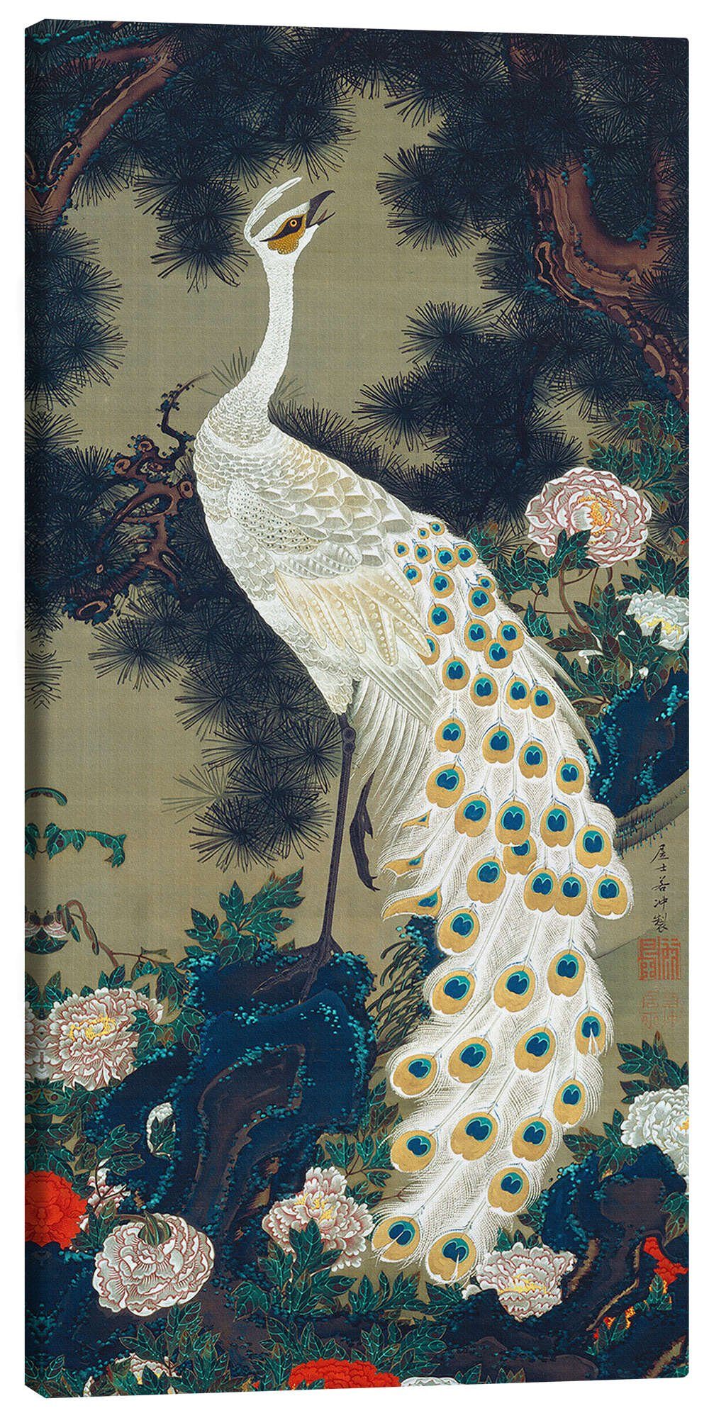 Posterlounge Leinwandbild Itô Jakuchu Ein Weißer Pfau Unter Einer