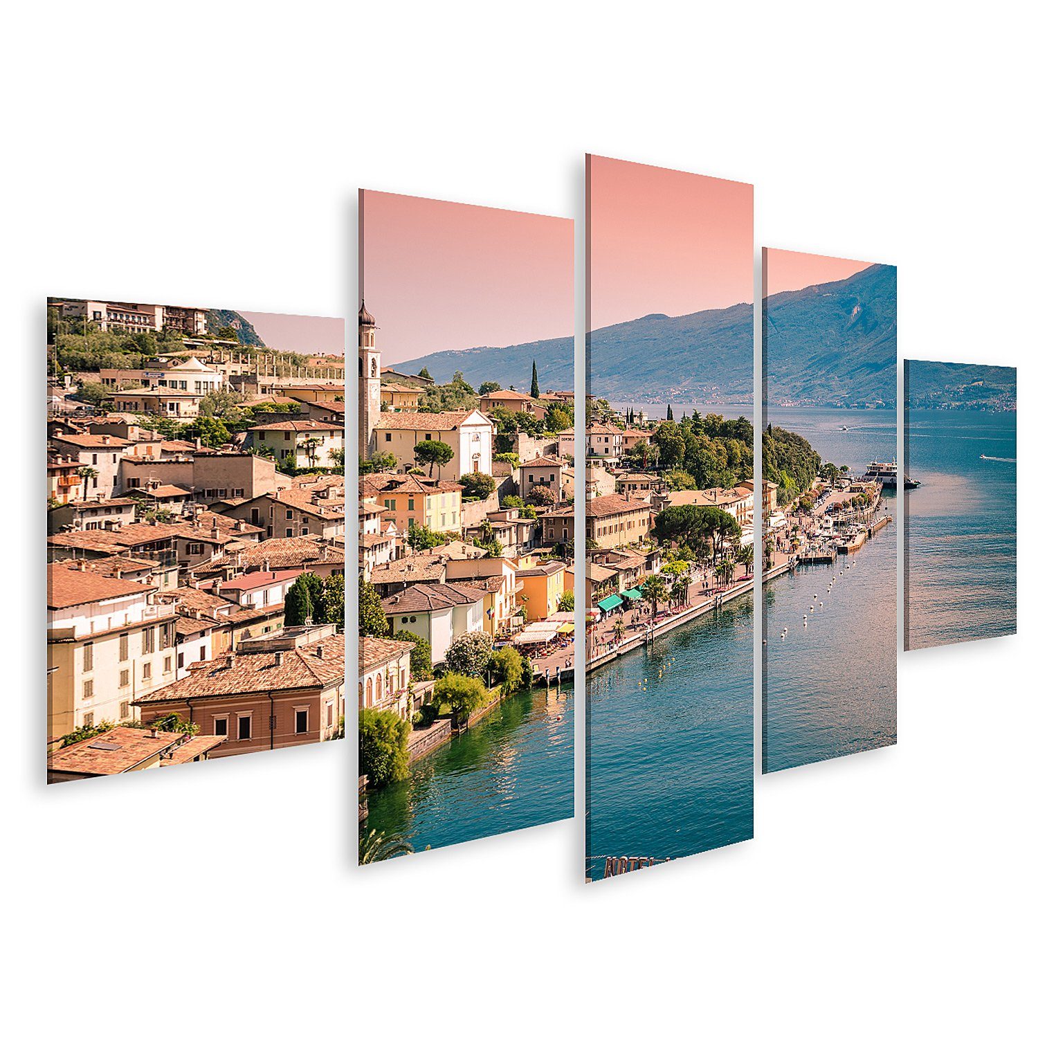 islandburner Leinwandbild Bild auf Leinwand Panorama von Limone Sul Garda Eine kleine Stadt am G