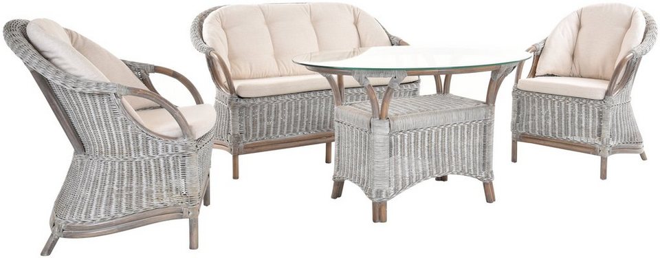 Krines Home Sitzgruppe Rattan Wintergartenset Charles Rattanmöbel Set