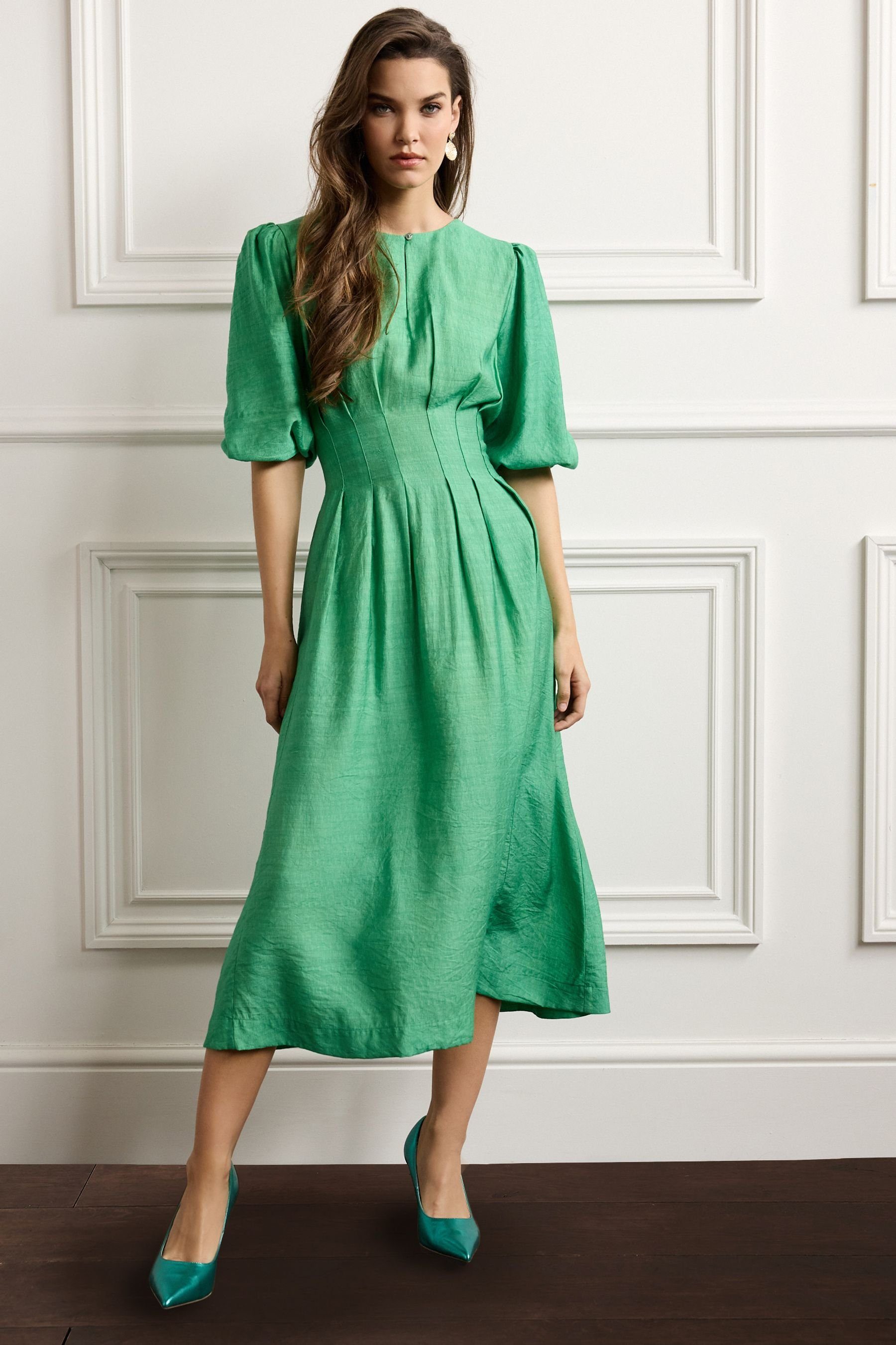 Next Midikleid Midi Kleid Mit Biesen 1 Tlg Mode Und Accessoires Für