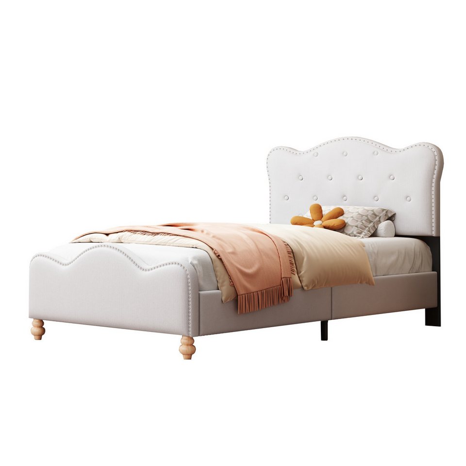 Rutaqian Polsterbett Einzelbett Jugendbett 90x200cm Kinderbett
